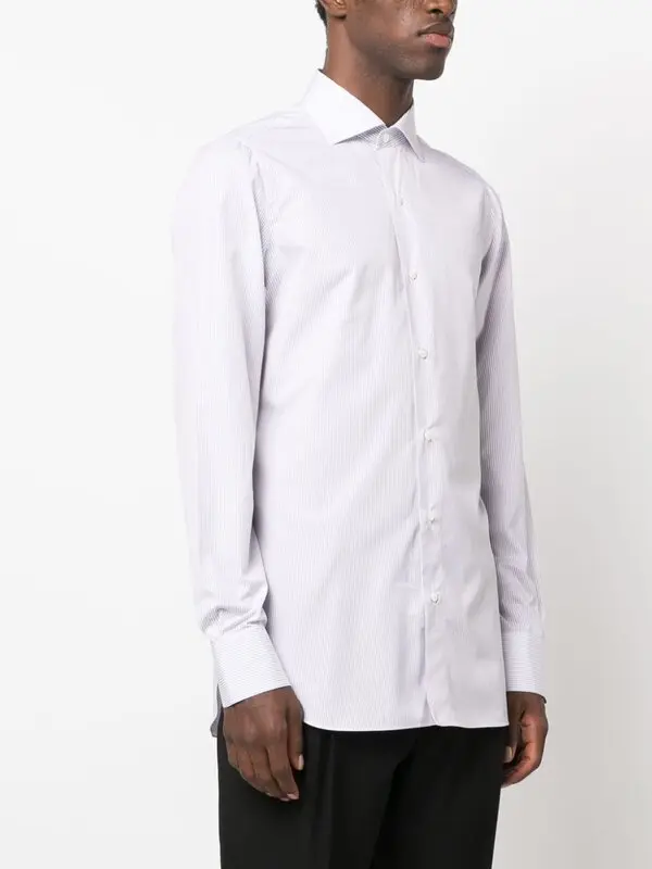 FINAMORE 1925 Striped Long-sleeve Cotton Shirt