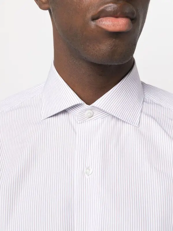 FINAMORE 1925 Striped Long-sleeve Cotton Shirt