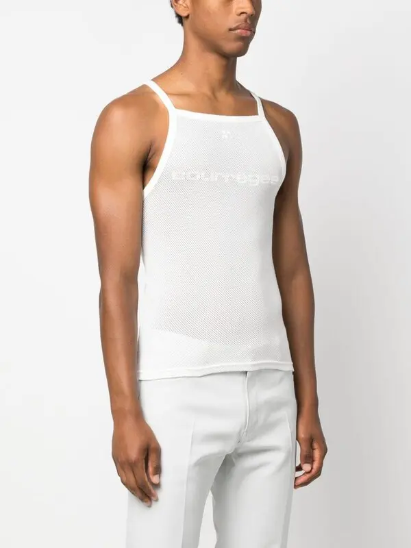 COURREGES Bumpy Contrast Mesh Tank Top