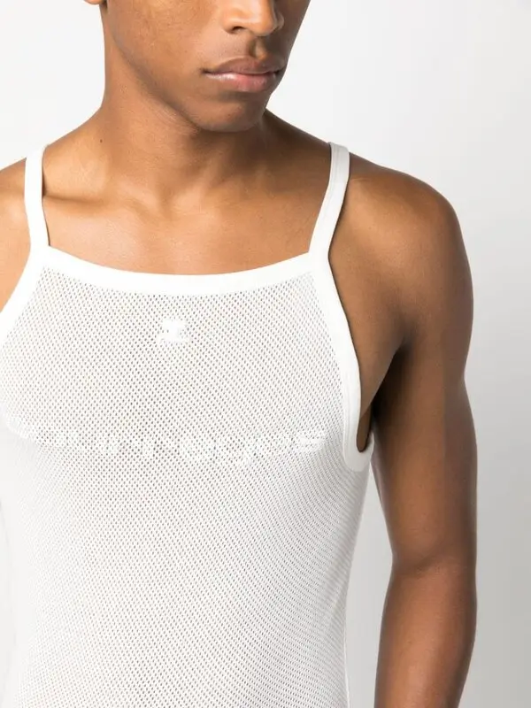 COURREGES Bumpy Contrast Mesh Tank Top