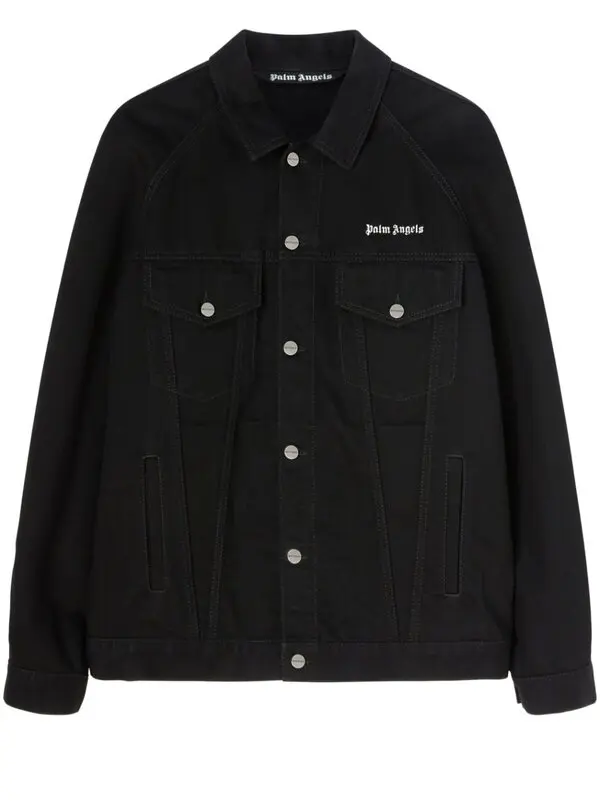 Palm Angels Logo-embroidered Denim Jacket - Black