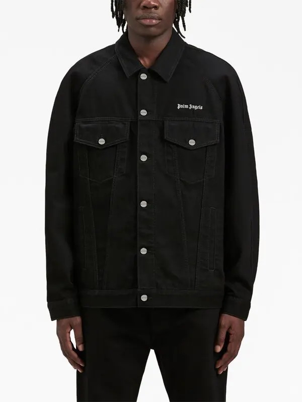Palm Angels Logo-embroidered Denim Jacket - Black