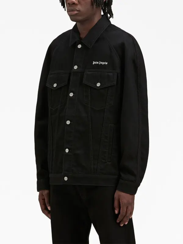 Palm Angels Logo-embroidered Denim Jacket - Black