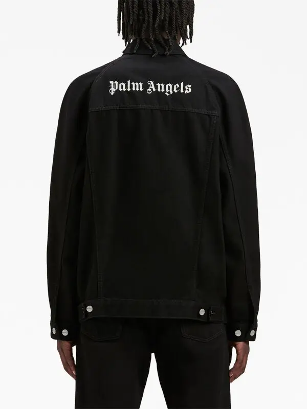 Palm Angels Logo-embroidered Denim Jacket - Black