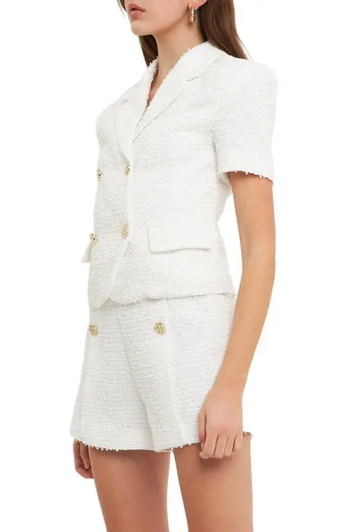 Endless Rose Double Breasted Tweed Blazer