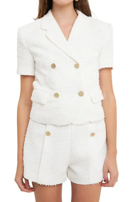 Endless Rose Double Breasted Tweed Blazer
