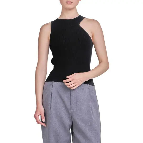 Endless Rose Asymmetric Cutout Rib Knit Tank Top
