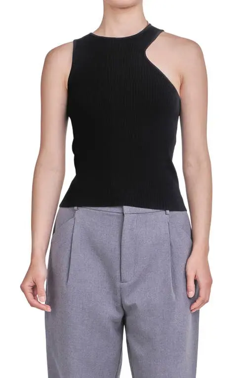 Endless Rose Asymmetric Cutout Rib Knit Tank Top