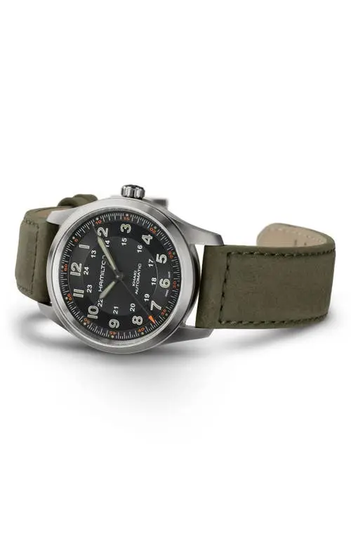 Hamilton Khaki Field Automatic Leather Strap Watch