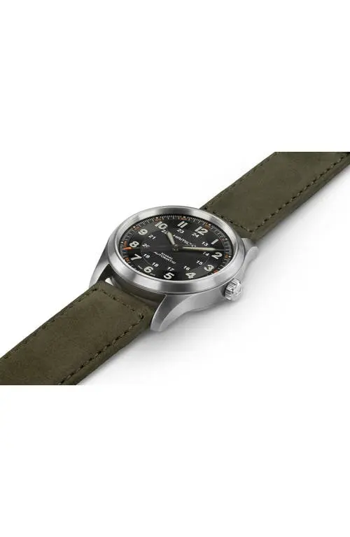 Hamilton Khaki Field Automatic Leather Strap Watch