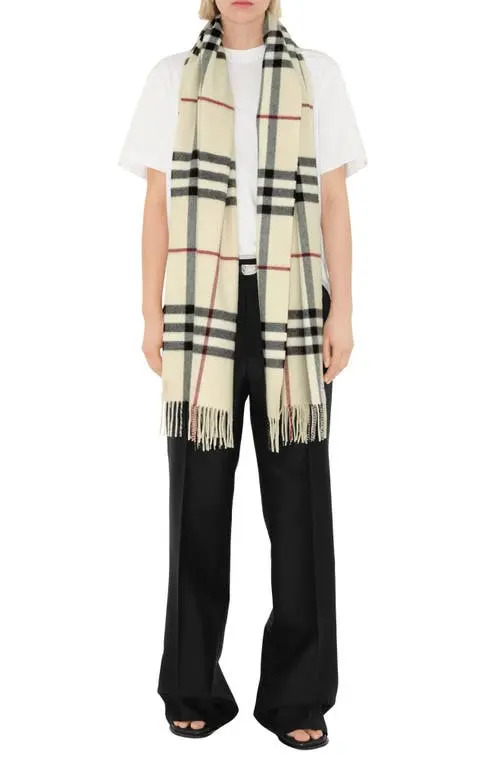 Burberry Giant Check Washed Cashmere Scarf - Stone