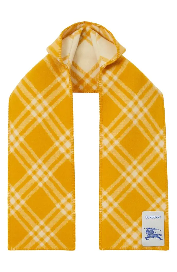 Burberry T-br Hooded Check Wool Scarf