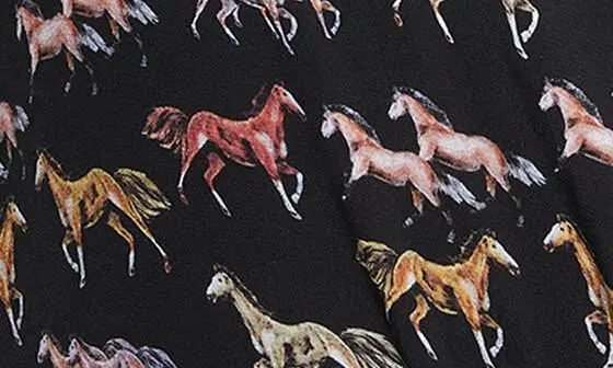 Alice + Olivia Willa Horse Print Piped Silk Shirt