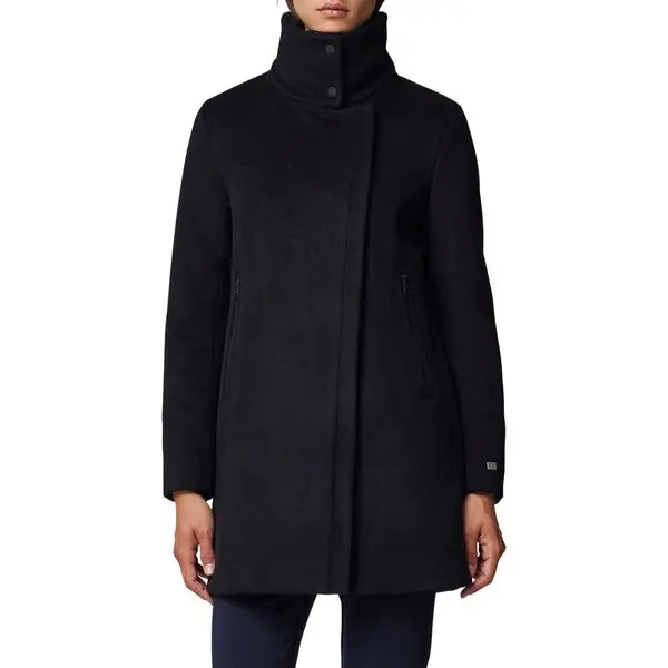Soia & Kyo Abbi Wool Blend Coat With Quilted Puffer Bib - Black