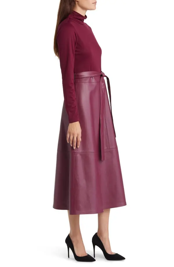 Anne Klein Long Sleeve Mixed Media A-Line Dress - Chianti | Editorialist