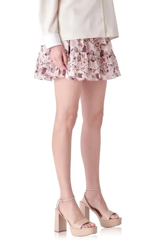 English Factory Floral Tiered Miniskirt