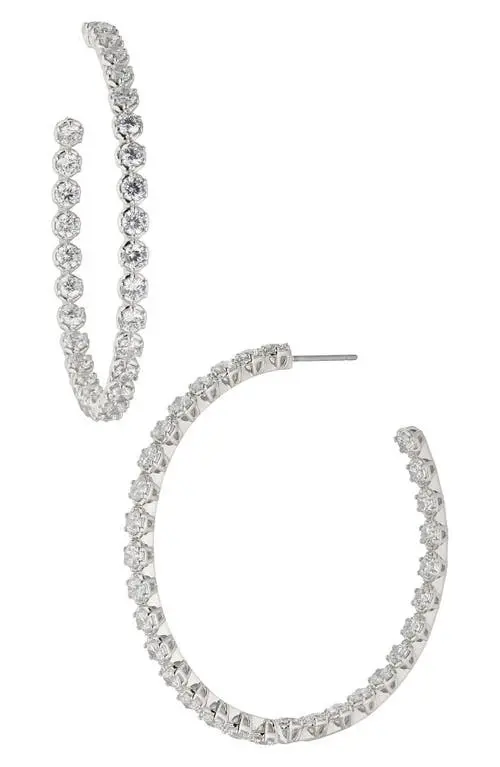 Nadri Cleo Cubic Zirconia Hoop Earrings - Rhodium