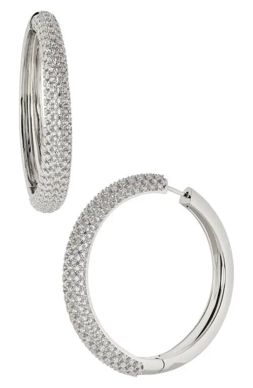 Nadri Cleo Pavé Cubic Zirconia Hoop Earrings - Rhodium