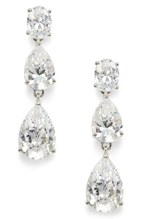 Nadri Chiara Cubic Zirconia Drop Earrings - Rhodium