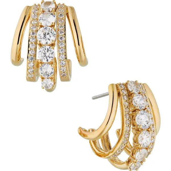 Nadri Cleo J Hoop Earrings - Gold