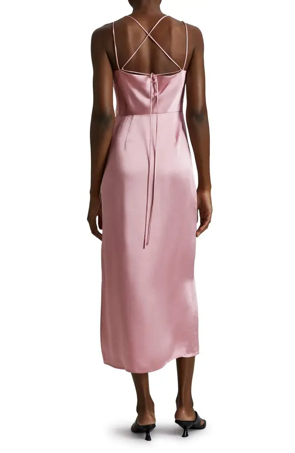 open lace back dress Pink Cowl Neck Dress – MeAndMommysCloset main image 0