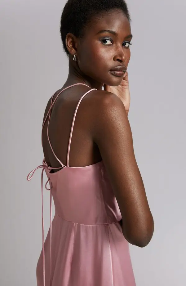 Other Stories Strappy Cowl Neck Satin Midi Dress In Pink - 60% Off |  Editorialist