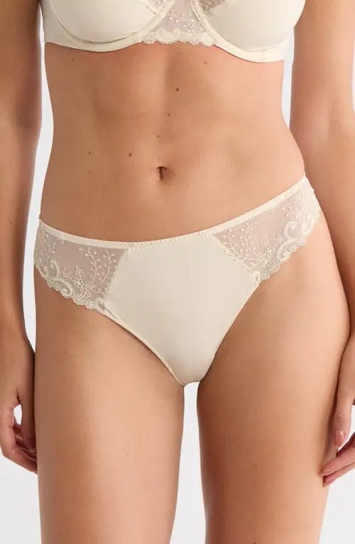 Simone Perele Delice Embroidered Thong - Topaz Beige