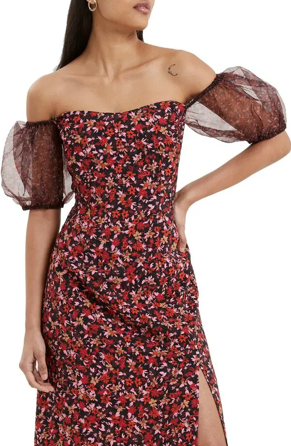 french connection red floral dress French Connection Meadow jersey floral mini dress in red