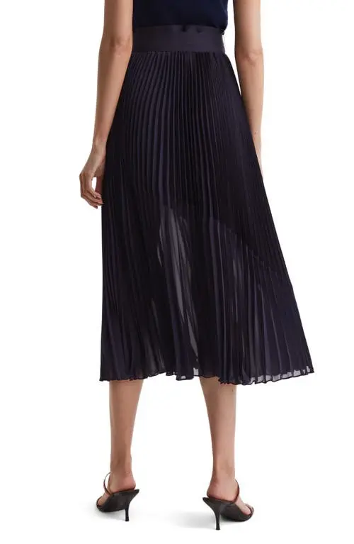 REISS Pleated Belted Midi Skirt