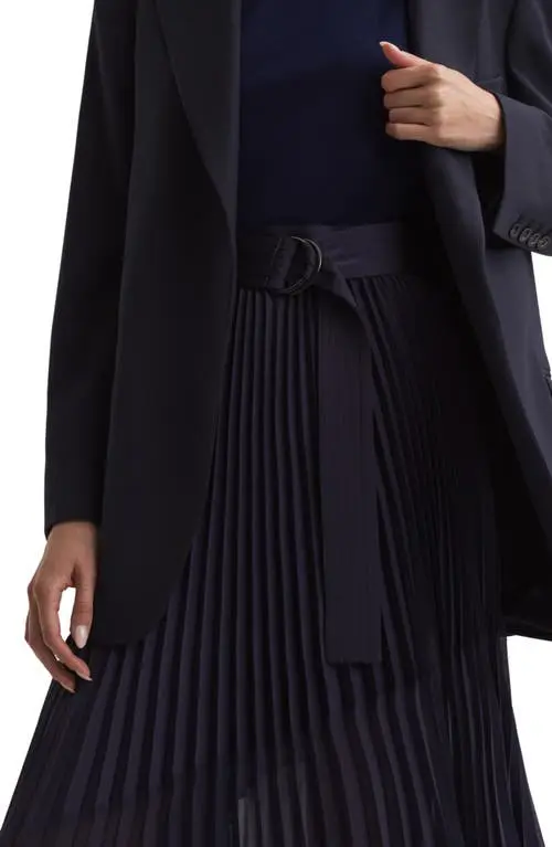 REISS Pleated Belted Midi Skirt