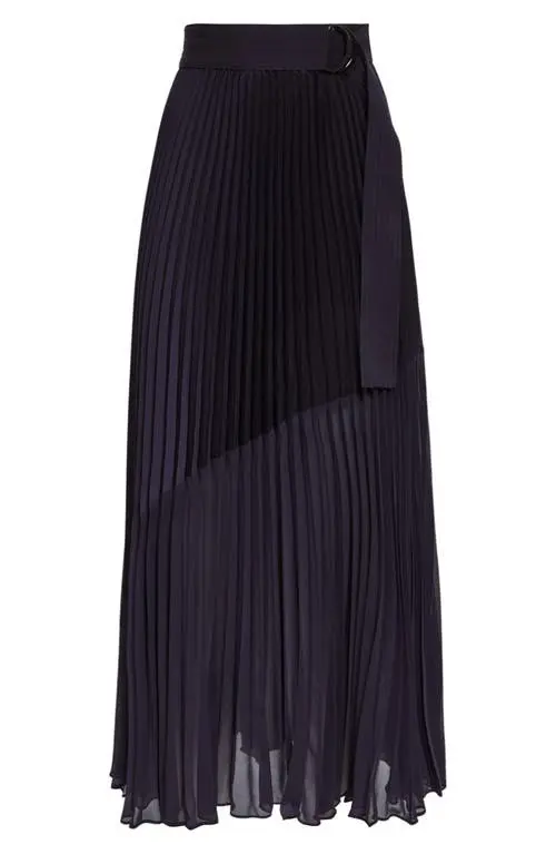REISS Pleated Belted Midi Skirt