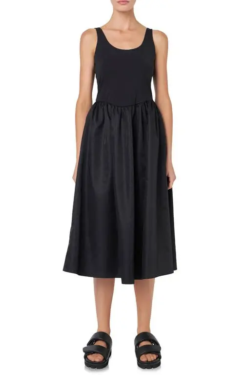 GREY LAB Mixed Media Midi Dress - Black