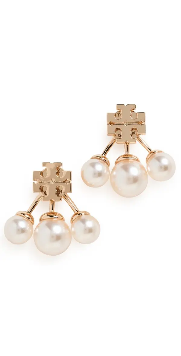 Tory Burch Moondance Pearl Front-back Earrings - Tory Gold/cream