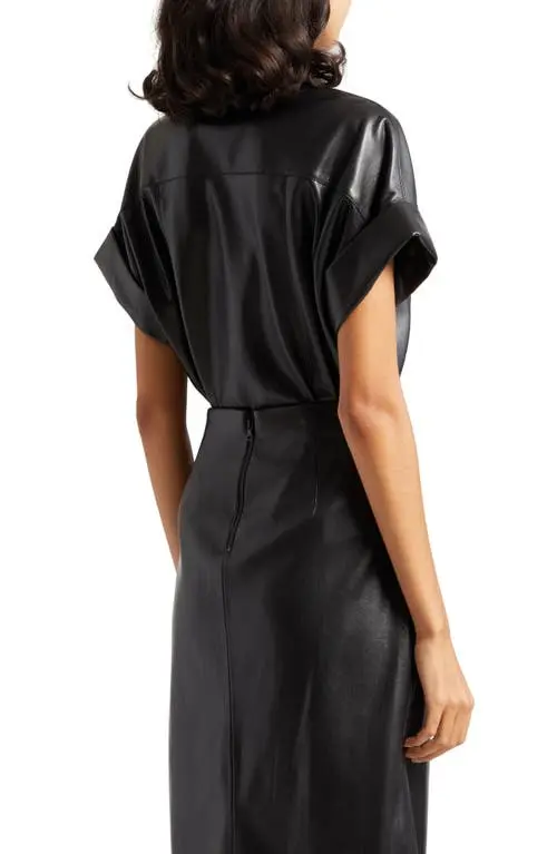 Alice + Olivia Edyth Faux Leather Snap-up Shirt