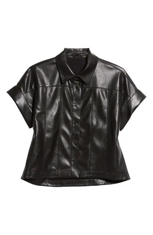Alice + Olivia Edyth Faux Leather Snap-up Shirt