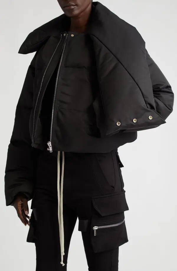 Rick Owens Funnel Neck Puffer Jacket In Black - 70% Off | Editorialist