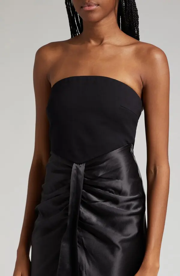 Staud Wayfaring Strapless Satin Maxi Dress