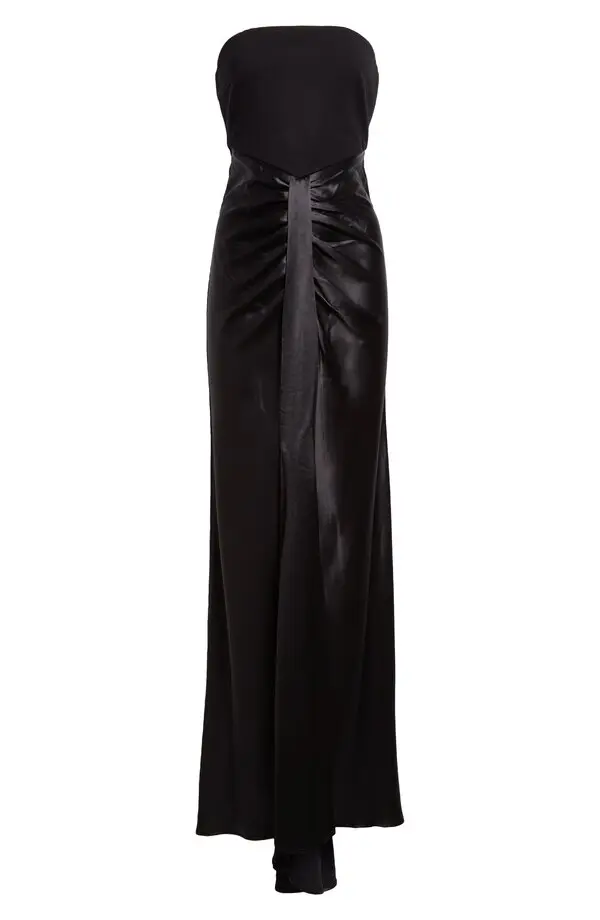 Staud Wayfaring Strapless Satin Maxi Dress