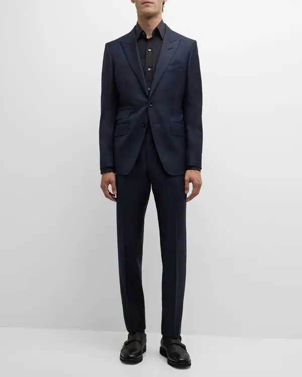 TOM FORD Modern Fit Sharkskin Suit - Dark Blue