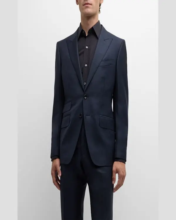 Tom Ford Modern Fit Sharkskin Suit Dark Blue Editorialist