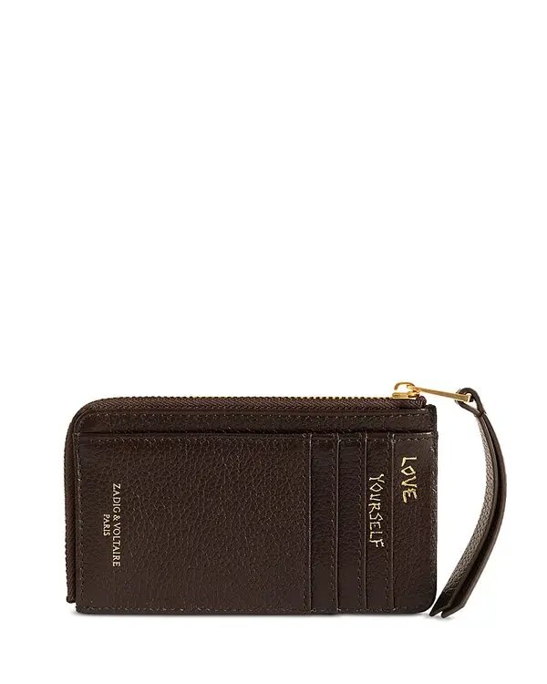 Zadig&Voltaire Zv Grained Leather Card Case - Brownie