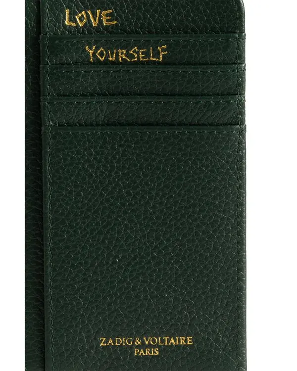 Zadig&Voltaire Zv Grained Leather Card Case - Emerald