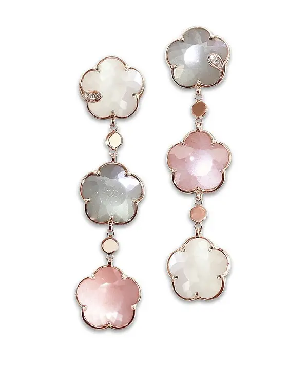 Pasquale Bruni 18k Rose Gold Moonstone & Diamond Flower Drop Earrings - Multi/rose Gold