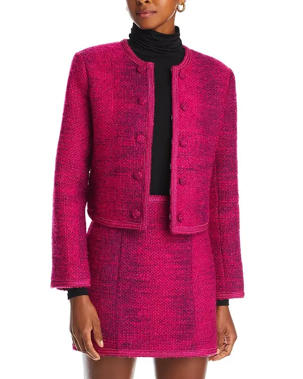 Aqua Tweed Collarless Jacket Exclusive