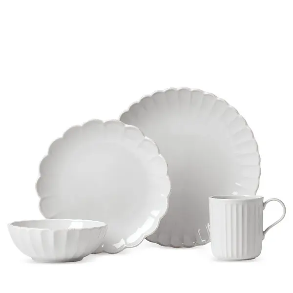 LENOX French Perle Scallop 4 Piece Place Setting - White