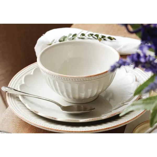 LENOX French Perle Scallop 4 Piece Place Setting