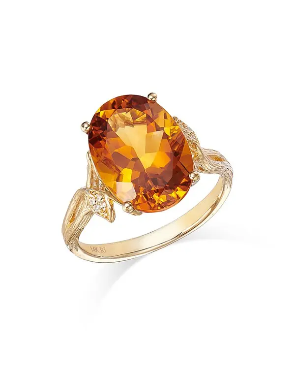 Bloomingdale'S Citrine And Diamond Accent Ring - Orange/gold