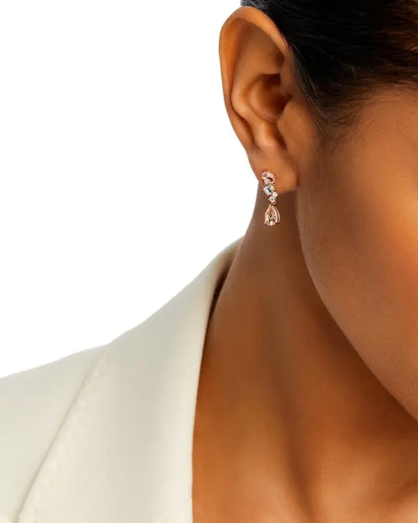 Bloomingdale'S Morganite, Aquamarine, And Diamond Drop Earrings