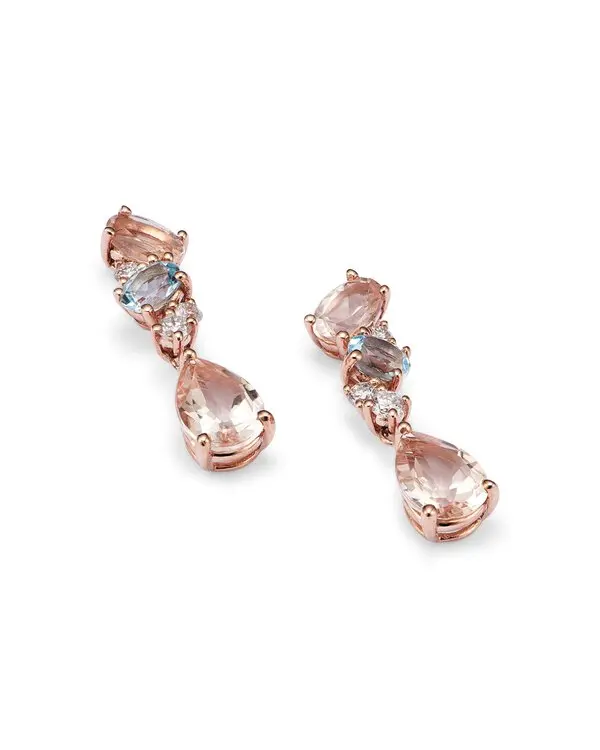 Bloomingdale'S Morganite, Aquamarine, And Diamond Drop Earrings