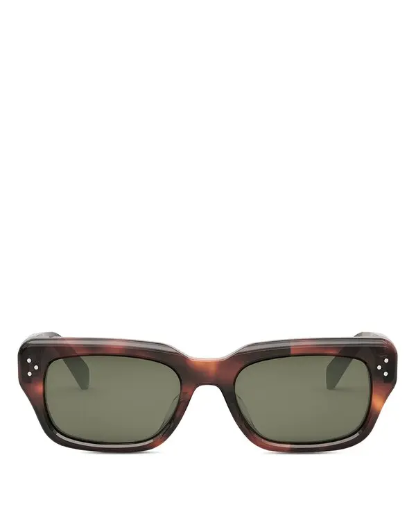 Celine Bold 3 Dots Rectangular Sunglasses - Havana/green Solid